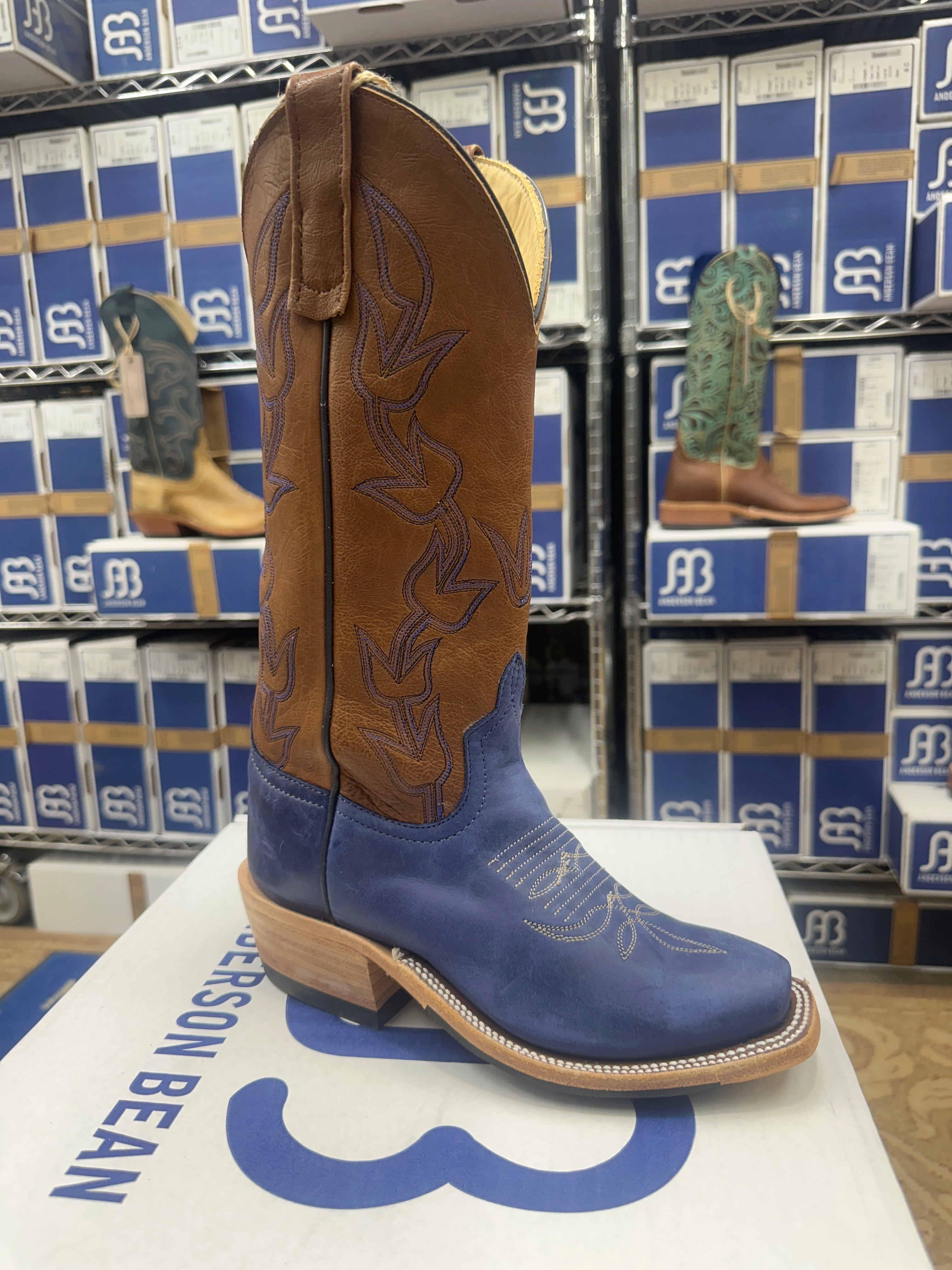 Anderson Bean Mens Boot 340735 Royal Blue Wyoming/Tan Denver Calf ...